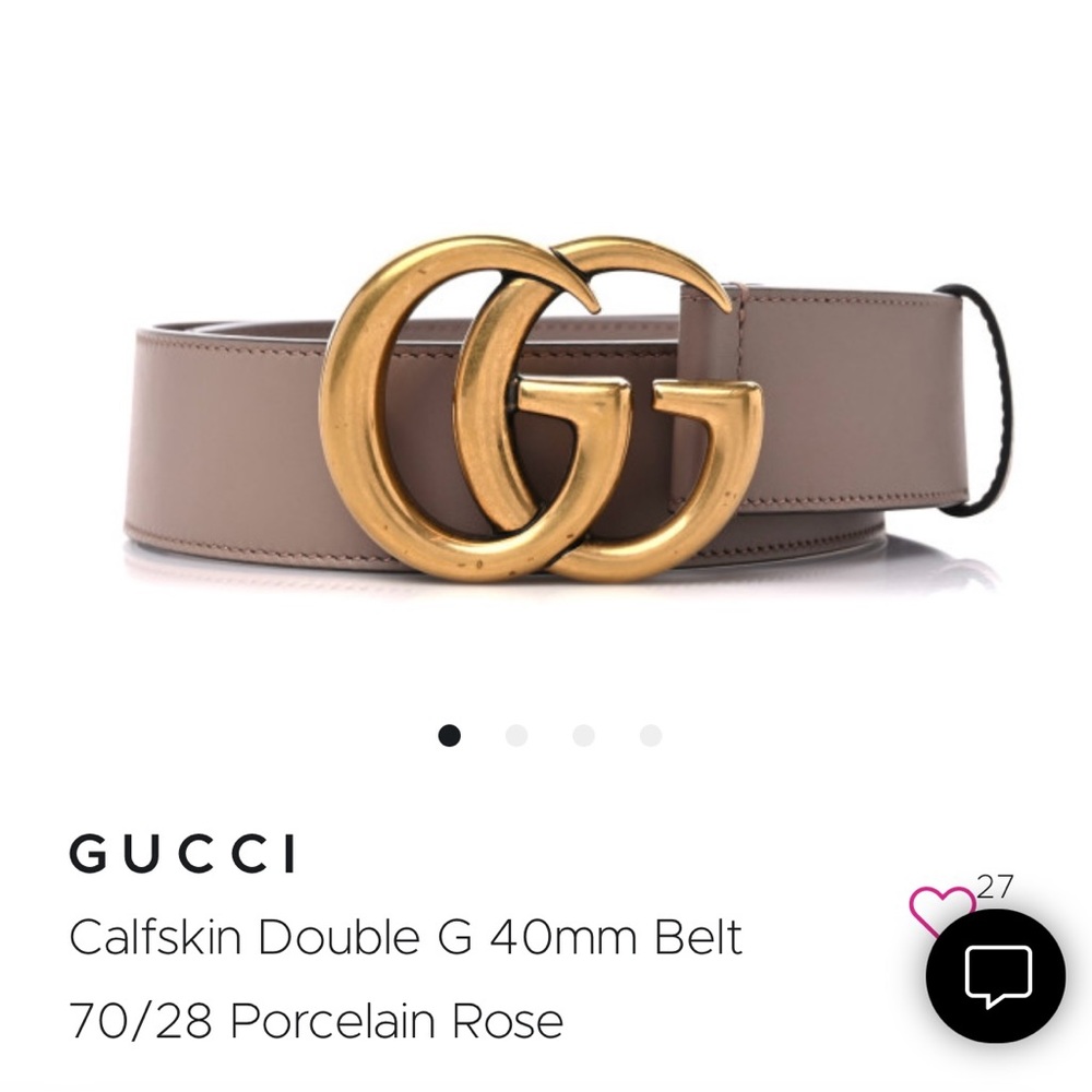 Gucci Marmont Wide Porcelain Rose Belt Authentic - Gem